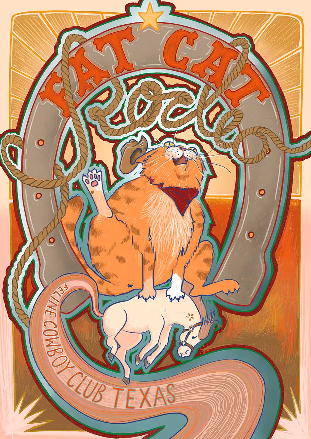 Fat Cat Rodeo Matte Art Print — diedododa