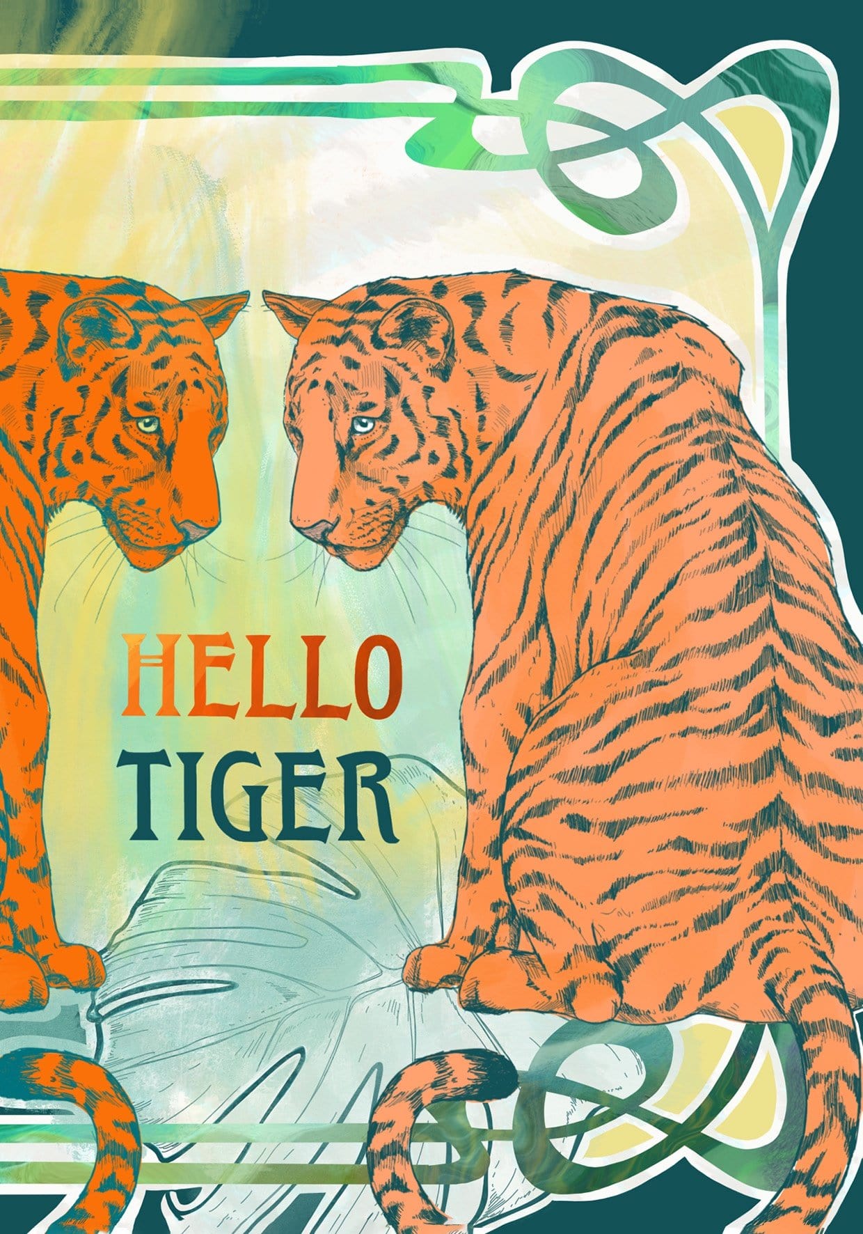 Hello Tiger Greeting Card — diedododa